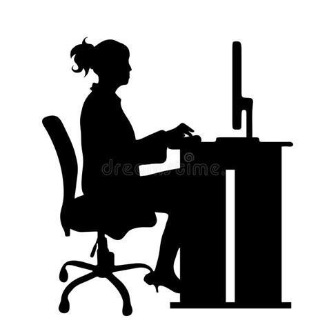 Programmer Silhouette Working On His Computer Stock Vector Illustration Of Hacker Modern
