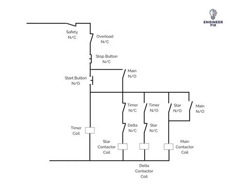 Control Ckt Diagram Of Star Delta Starter Star Delta Revers