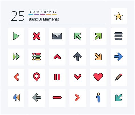 Premium Vector Basic Ui Elements 25 Line Filled Icon Pack Including