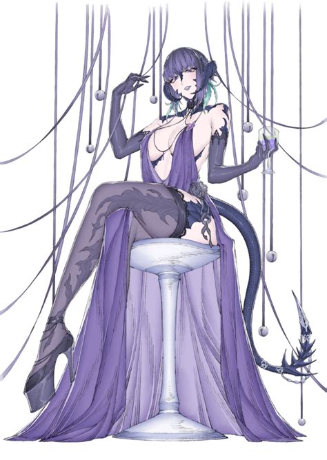 Rule 34 Au Ra Cleavage Dress Elbow Gloves Female Final Fantasy Xiv Heels Makudonarudo No Bra