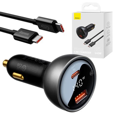 Baseus Szybka Ładowarka Samochodowa Usbusb C Mocna 140w Kabel PrzewÓd