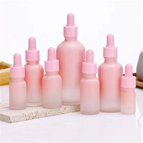 Frosted Glass Eyedropper Bottles Gradient Pink Essential Oil Perfume