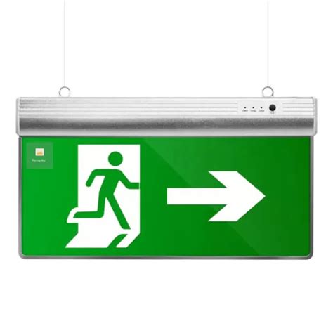 Running Man Double Sided Acrylic Exit Sign Waterproof Ip30 Led Emergency Light Dual Battery