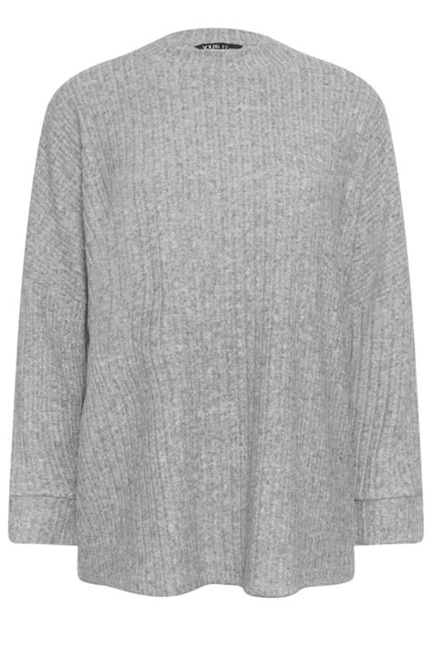 Yours Plus Size Grey Ribbed Soft Touch Jumper Yours Clothing