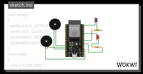 Buzzer With 2 Led Wokwi Esp32 Stm32 Arduino Simulator