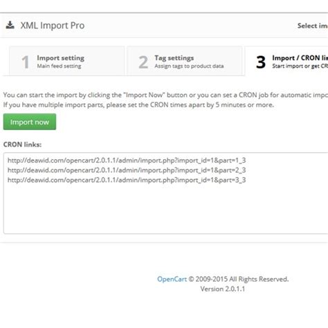 opencart xml import pro