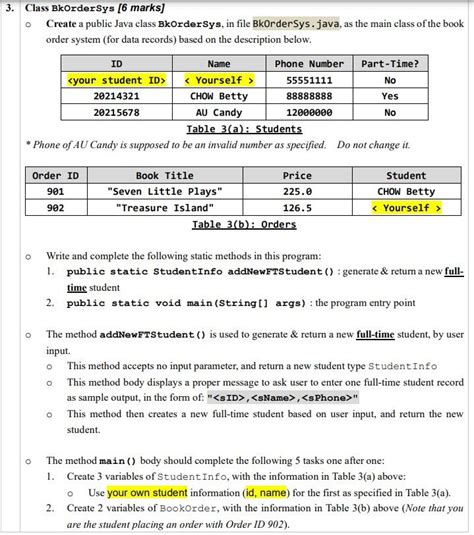 Solved Create A Public Java Class Bkordersys In File