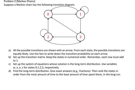 Solved Problem 2 Markov Chains Suppose A Markov Chain Has Chegg Com