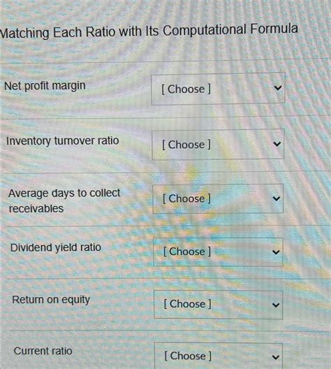 Solved Matching Each Ratio With Its Computational Formulanet
