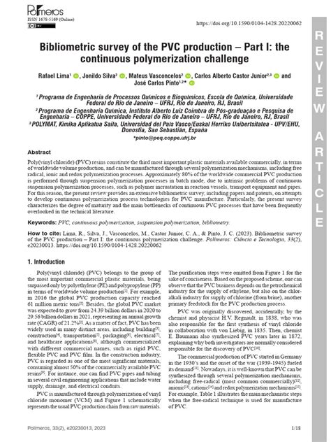 Bibliometric Survey Of The Pvc Production Pdf Polyvinyl Chloride Polymerization