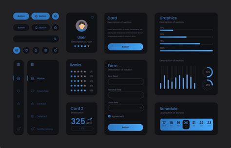 Premium Vector Dark Collection Of Gradient Ui Ux Elements Ux Dashboard User Panel Template