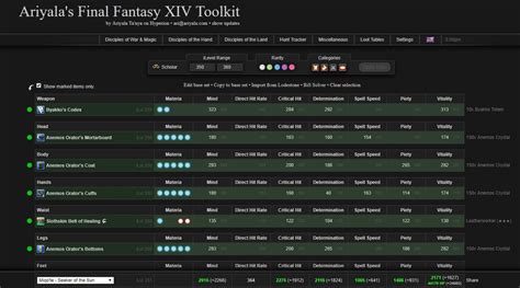Ariyala S Final Fantasy XIV Toolkit Noctistenebriss Webseite