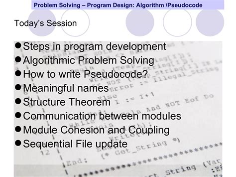 Program Design And Problem Solving Techniques Ppt