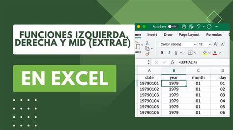 Funciones Izquierda Derecha Y Mid Extrae En Excel Youtube