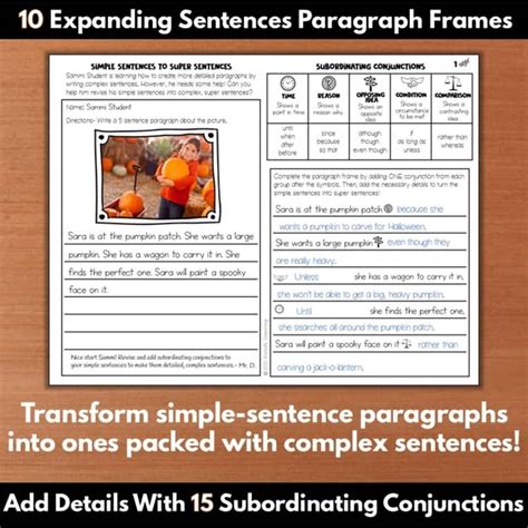 Complex Sentence Practice With Subordinating Conjunctions Fall Writing Pack