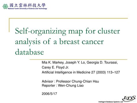 ppt self organizing map for cluster analysis of a breast cancer