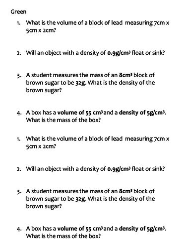 Ks3 Density Teaching Resources