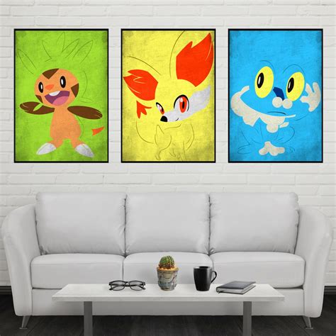 Chespin Fennekin Froakie Poster Set Sixth Generation Wall Art Print Etsy