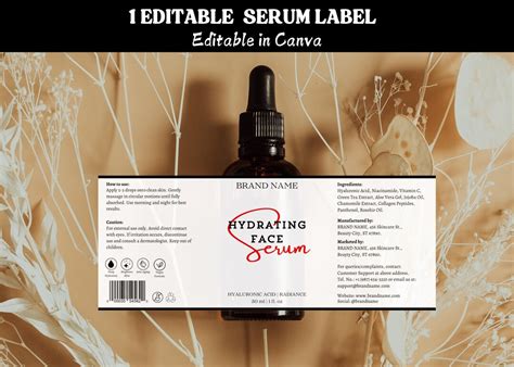 Editable Face Serum Label Template Diy Skincare Product Sticker