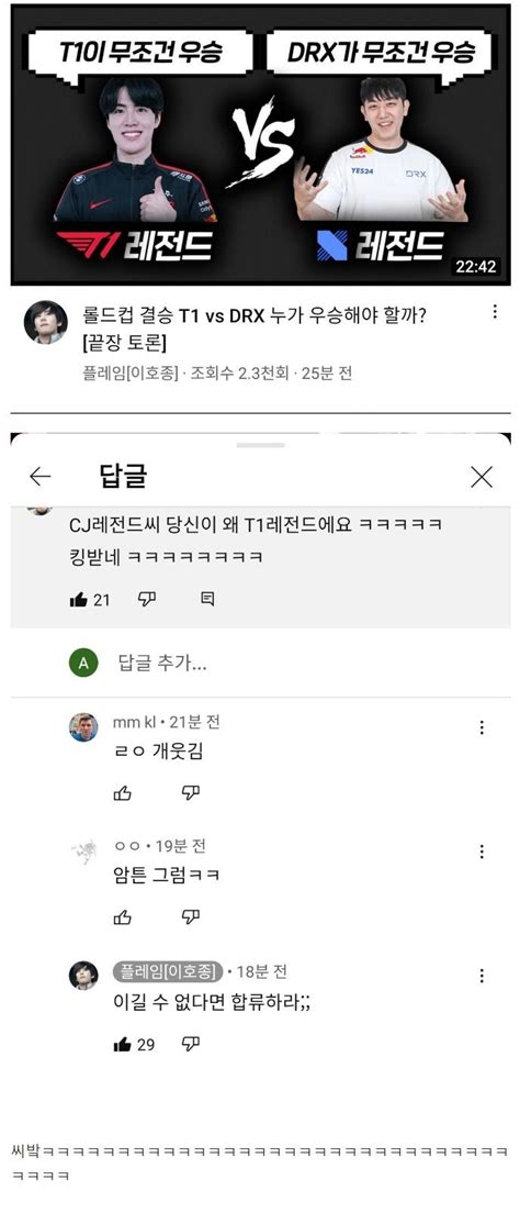 플레임 유튜브 근황 커뮤니티 아프리카tv E스포츠