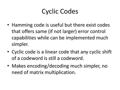 Ppt Cyclic Codes Powerpoint Presentation Id 314590