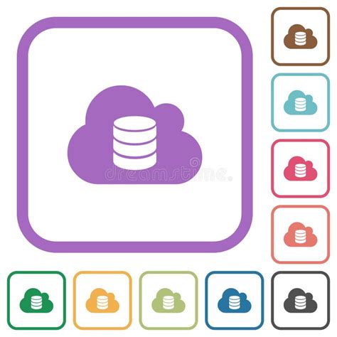 Cloud Database Flat Icons On Color Rounded Square Backgrounds Stock Vector Illustration Of