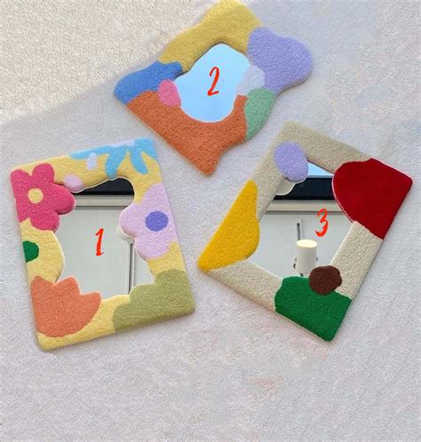 fluffy hand tufted mirrormodern punch needle mirror unique etsy uk in