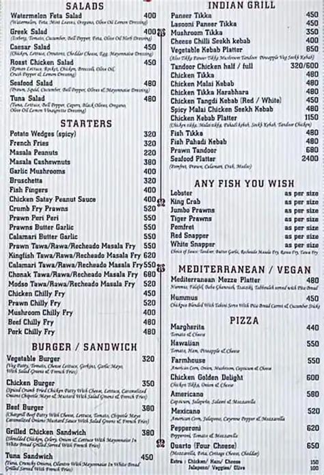 Menu Of Fat Fish Anjuna Goa Menu Of Fat Fish Anjuna Goa