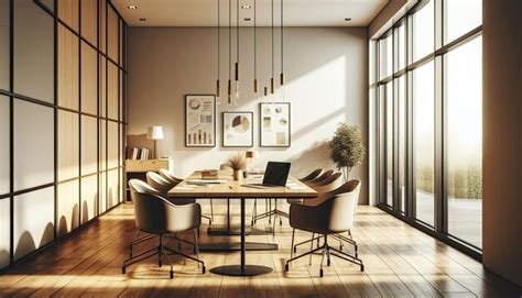 Laptop Computer With Opened Lid On Table In Meeting Room Of Office