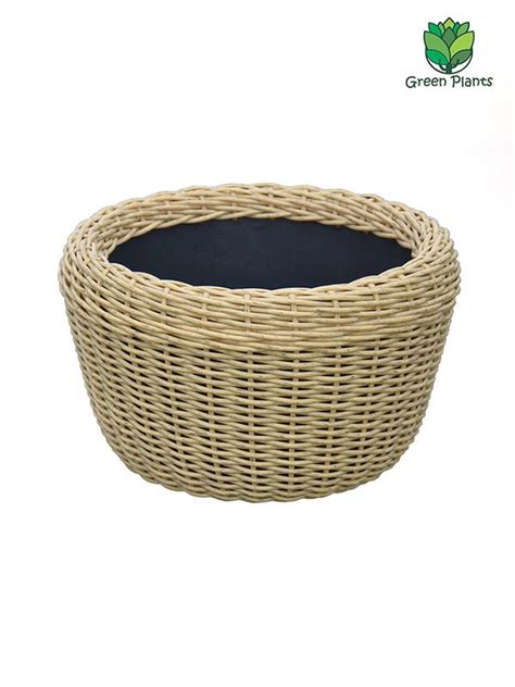 Кашпо велике 45 литров горщик для квітів та рослин вазон із штучного ротангу ручної роботи