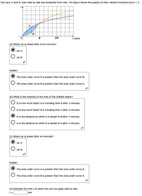 Two Cars And Start Side By Side And Accelerate From Rest The Figure Shows The Graphs Of Their