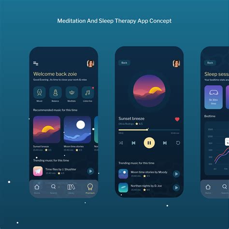 Meditation And Sleep Therapy App Ui Design App Ui Design Mobile App