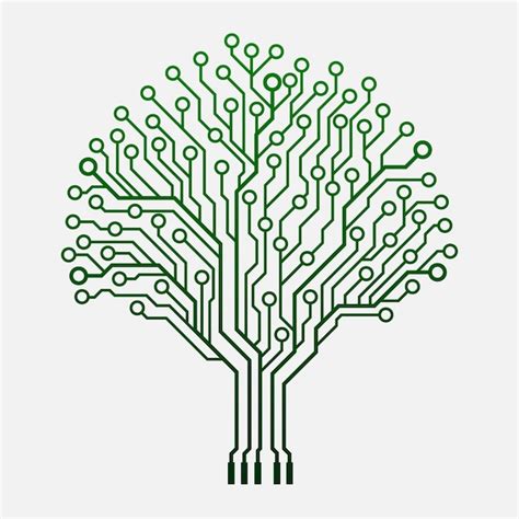 Premium Vector Green Circuit Tree Data Technology On White Background Digital Circuit Board