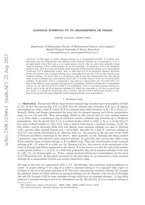 Pdf Maximal Subrings Up To Isomorphism Of Fields