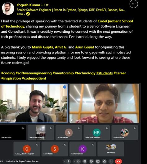 Akshat Garg On Linkedin Myfirstyearatcqst Inspiration Learning Yogeshkumar Codequotient