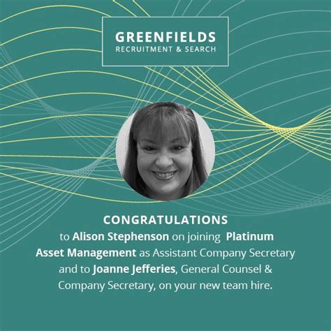 Congratulations To Alison Stephenson On Joining Platinum Asset