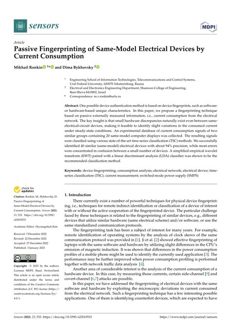 Pdf Passive Fingerprinting Of Same Model Electrical Devices By Current Consumption