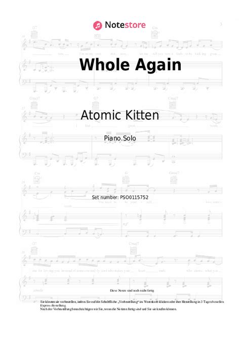 Atomic Kitten Whole Again Klaviernoten In Note Store De Klavier