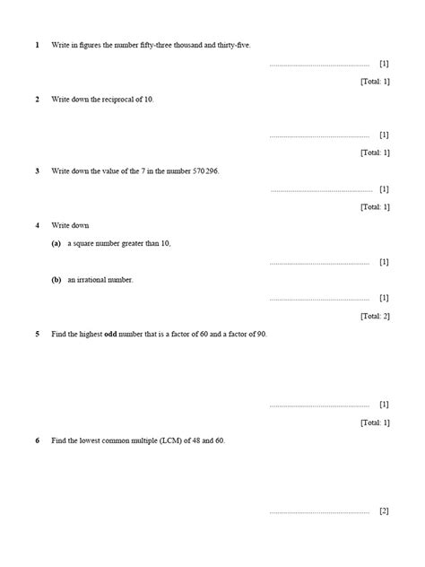 Revision Worksheet 1 Pdf Numbers Number Theory