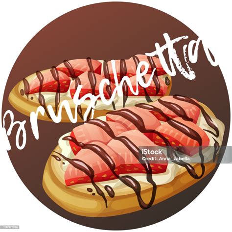 딸기 브루스 케 타 아이콘입니다 만화 벡터 일러스트입니다 그라데이션 서클 배경에 베리 디저트 시리즈 발사믹 식초에 대한 스톡 벡터 아트 및 기타 이미지 Istock