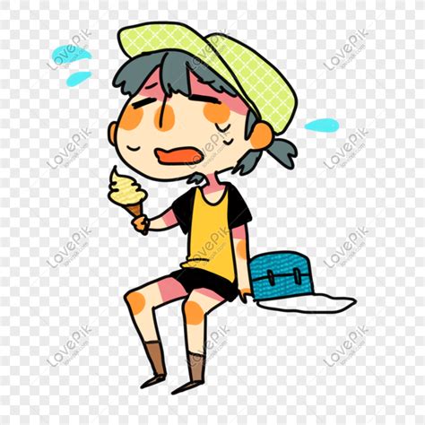 아이스크림을 먹는 소년 Png 일러스트 무료 다운로드 Lovepik