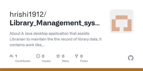 GitHub Hrishi Library Management System About A Java Desktop Application That Assists