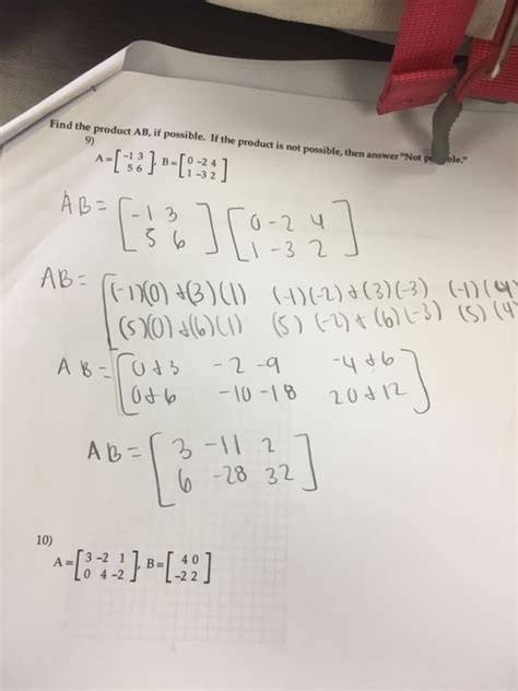 Solved Find The Product Ab If Possible If The Product Is