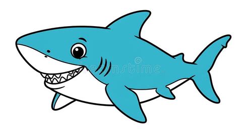 Cartoon Style Shark Illustration Featuring A Blue And White Body With