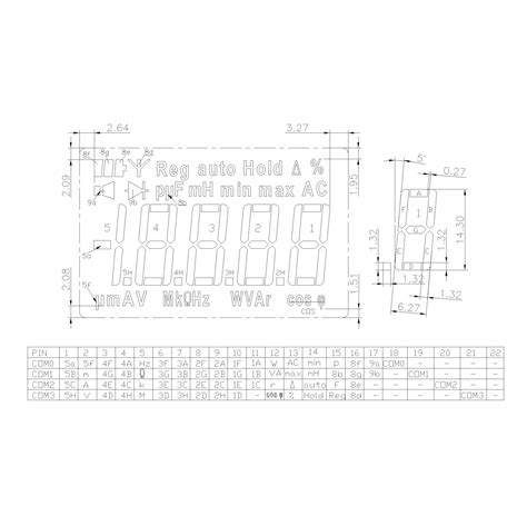 Digit Segment Display Custom Reflective LCD Meter