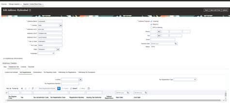 How To Capture Tax Registration Number At Supplier Address Level In