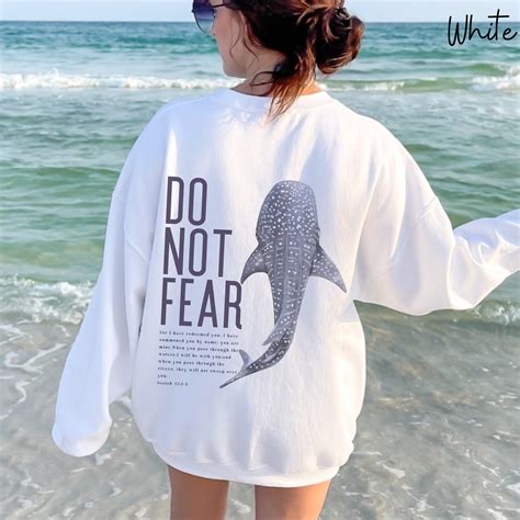 Beachy Sweatshirt Faith Over Fear Christian Crewneck Whale Shark