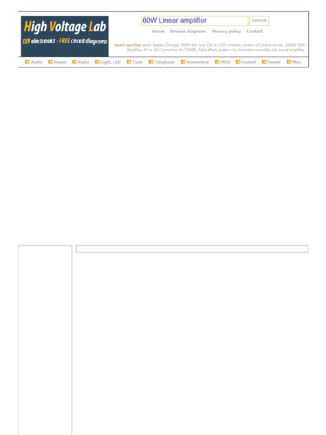 How To Build 60w Linear Amplifier Circuit Diagram Pdf Amplifier Field Effect Transistor