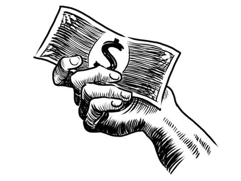 Premium Photo Hand With A Dollar Banknote Handdrawn Black And White