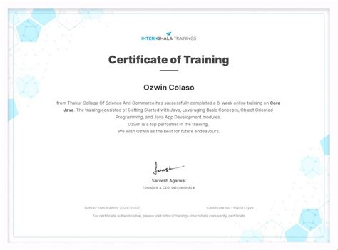 Happy To Complete This Java Course From Internshala Which Was Very
